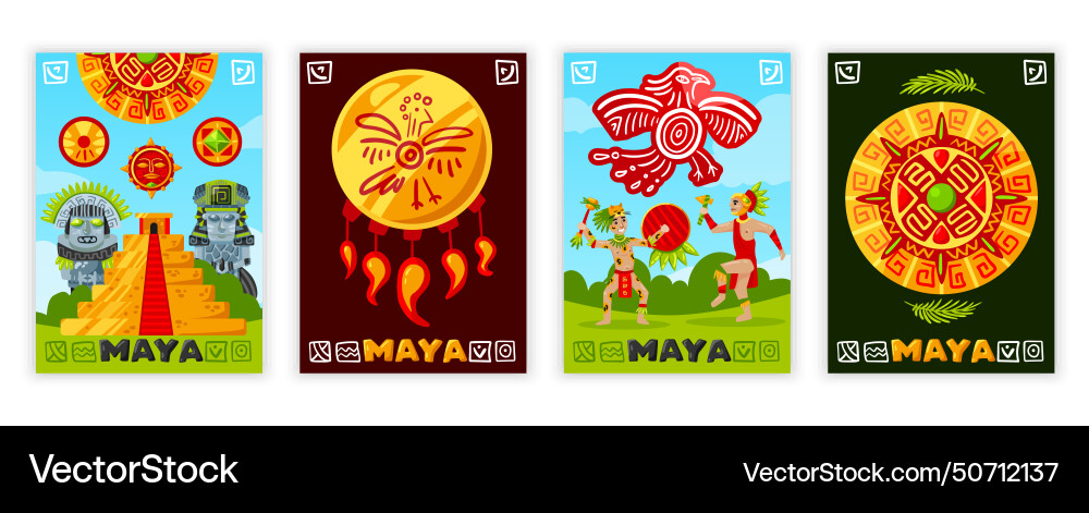 Maya civilization banners Royalty Free Vector Image
