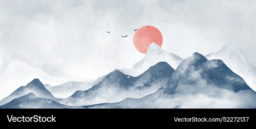 Natural blue mountain landscape Royalty Free Vector Image