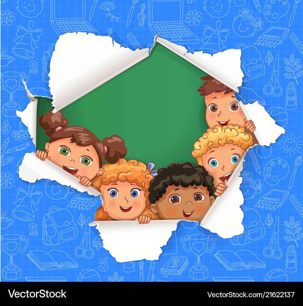 Ripped Paper with School Elements Royalty Free Vector Image