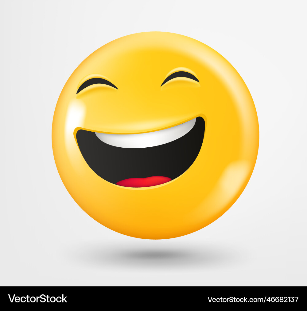 Smiling emoji 3d emoticon isolated on white Vector Image