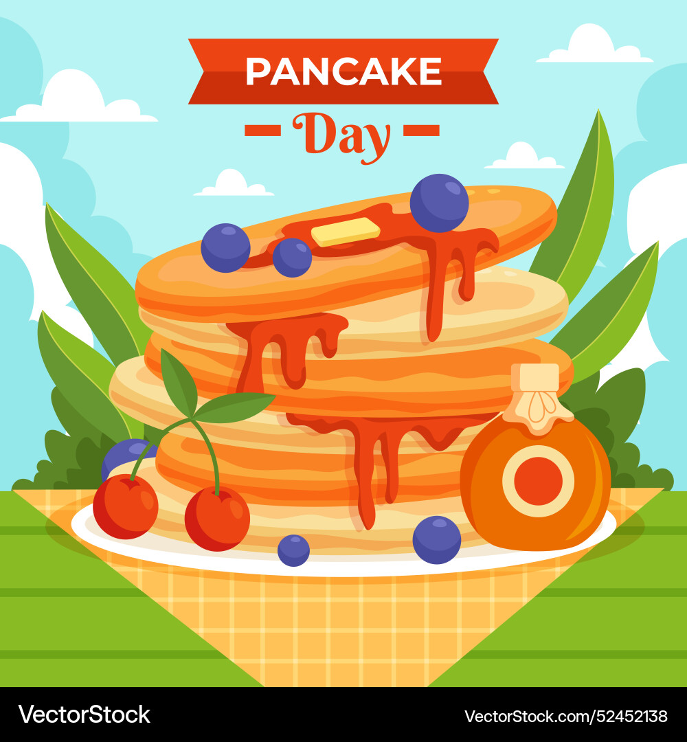Flat pancake day Royalty Free Vector Image - VectorStock
