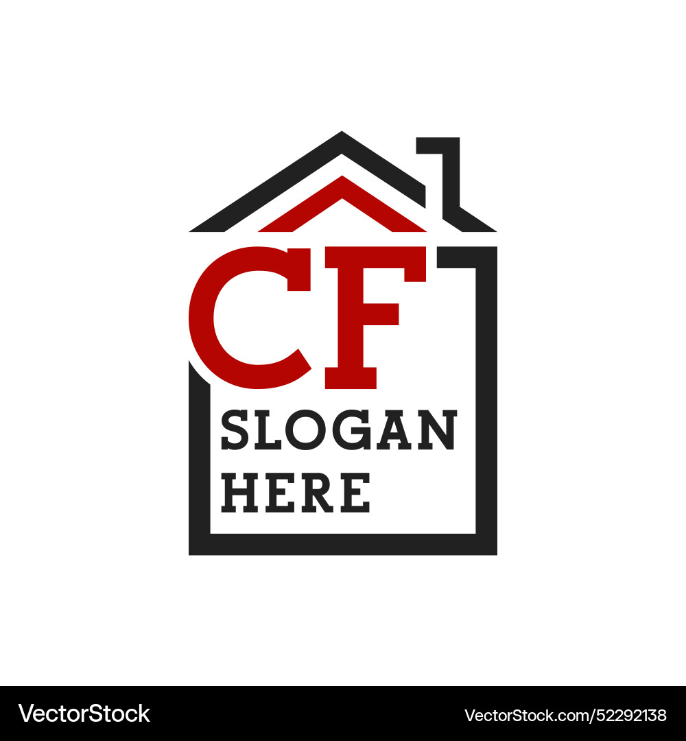 Initial cf house logo for roofing letter real Vector Image