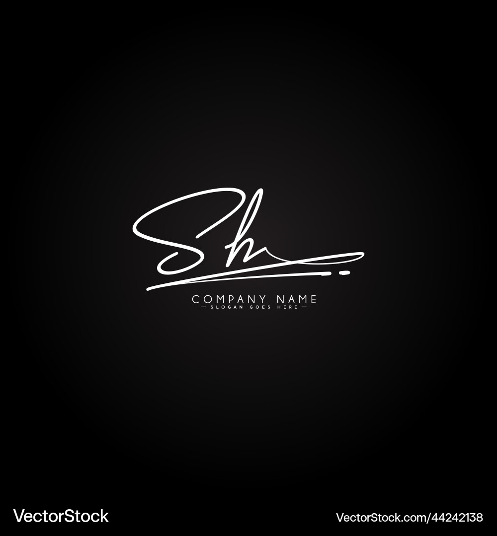 Initial letter sh logo - handwritten signature Vector Image