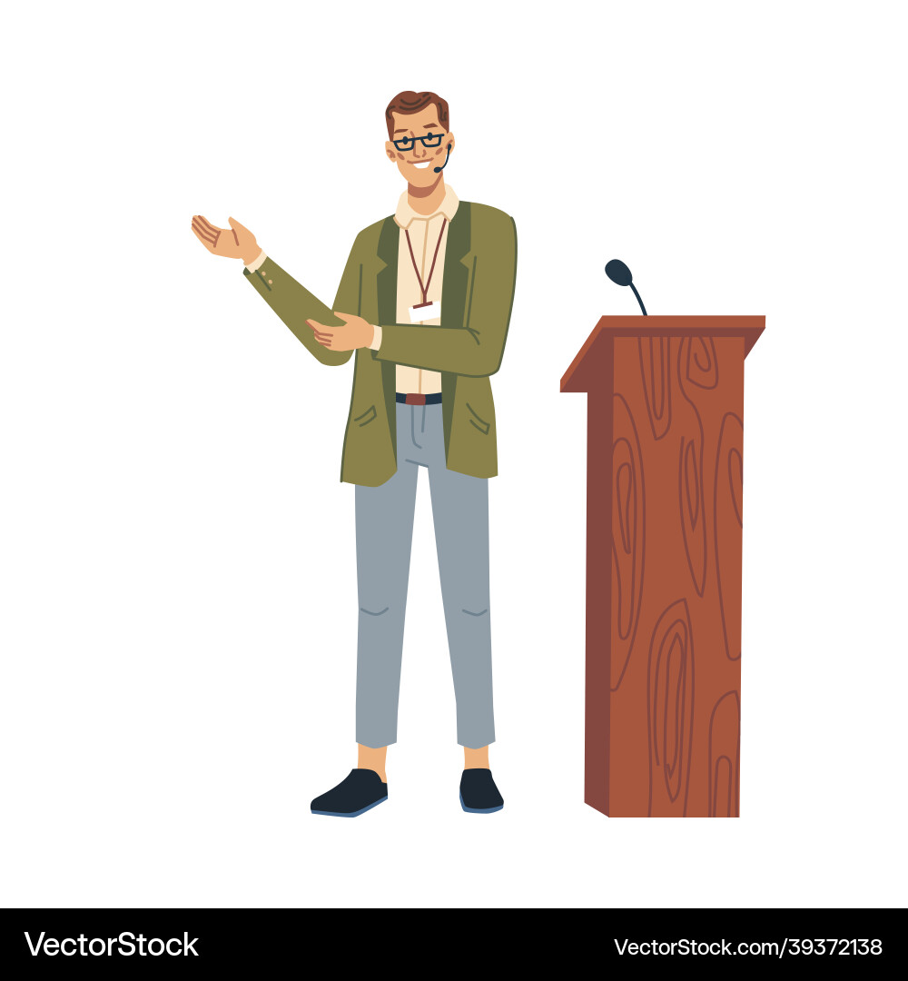 Lecturer speaking lectern with microphone isolated