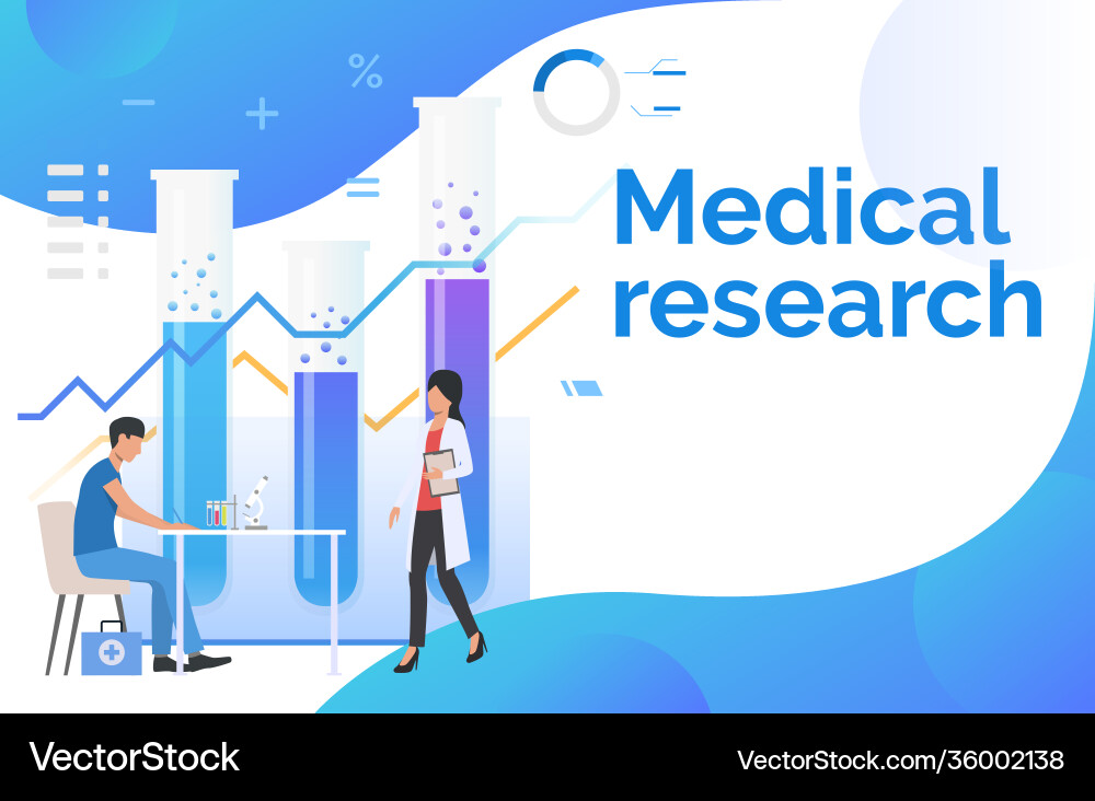 Male and female medics working in laboratory Vector Image