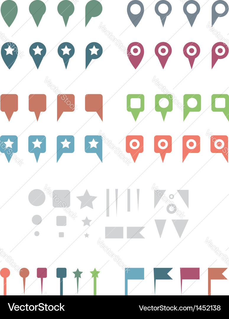 Map pins flat white Royalty Free Vector Image - VectorStock