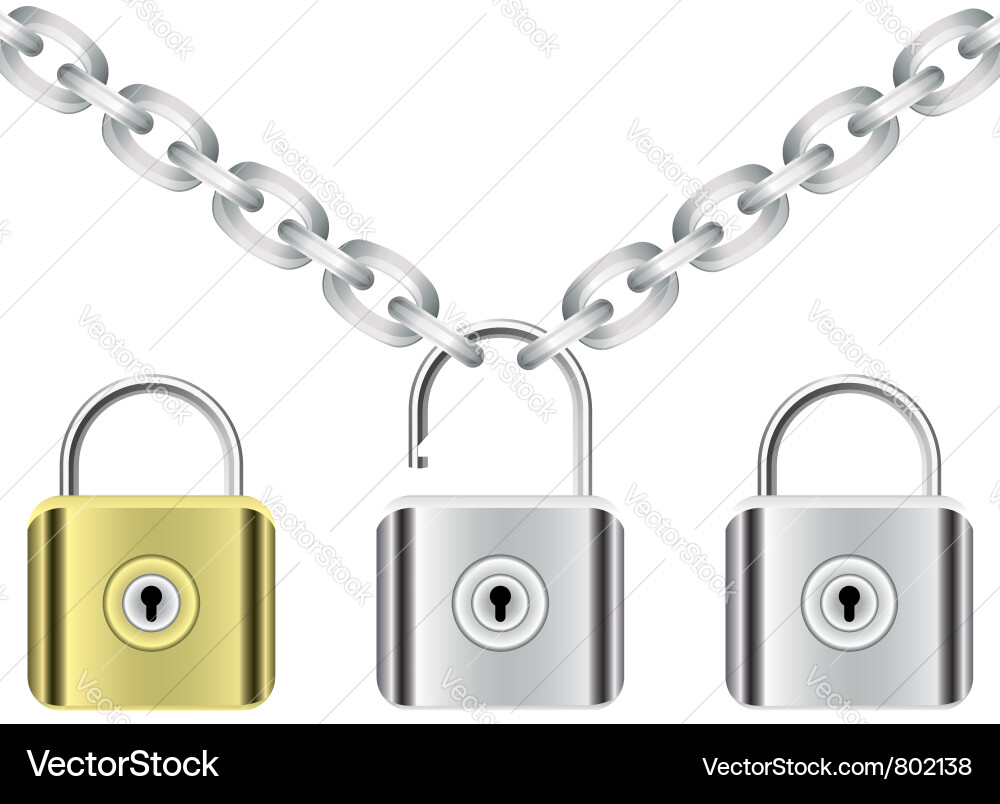 Metal Chains and Locks Royalty Free Vector Image