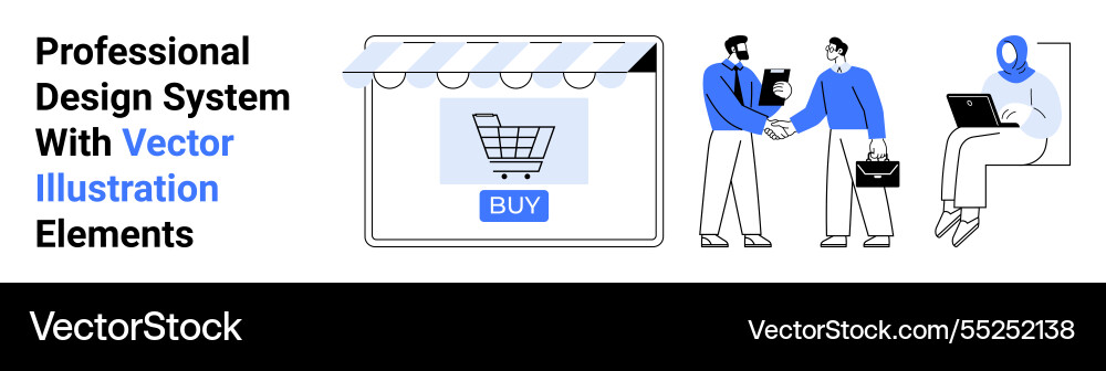 Online shopping and business collaboration Vector Image