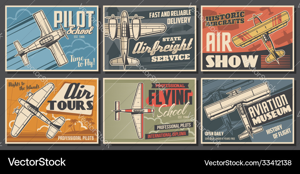 Pilot School & Aviation Posters Royalty Free Vector