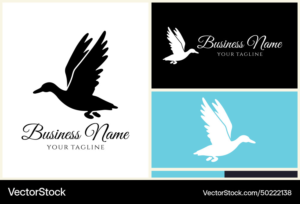 Silhouette duck swim logo template Royalty Free Vector Image