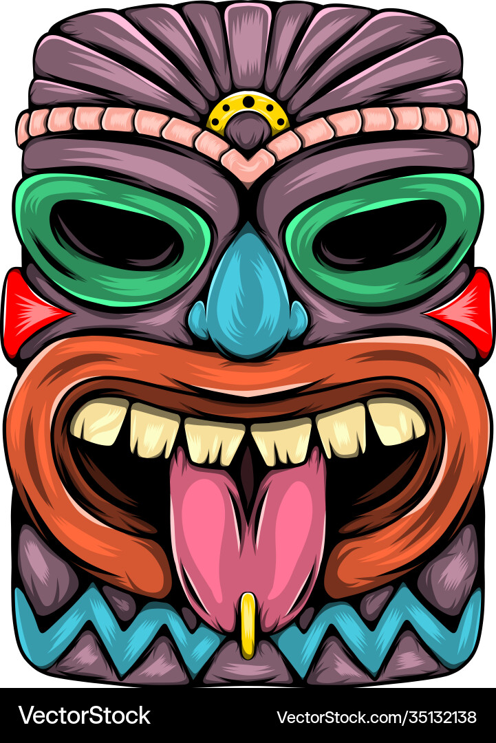 Statue characteristic tiki island Royalty Free Vector Image