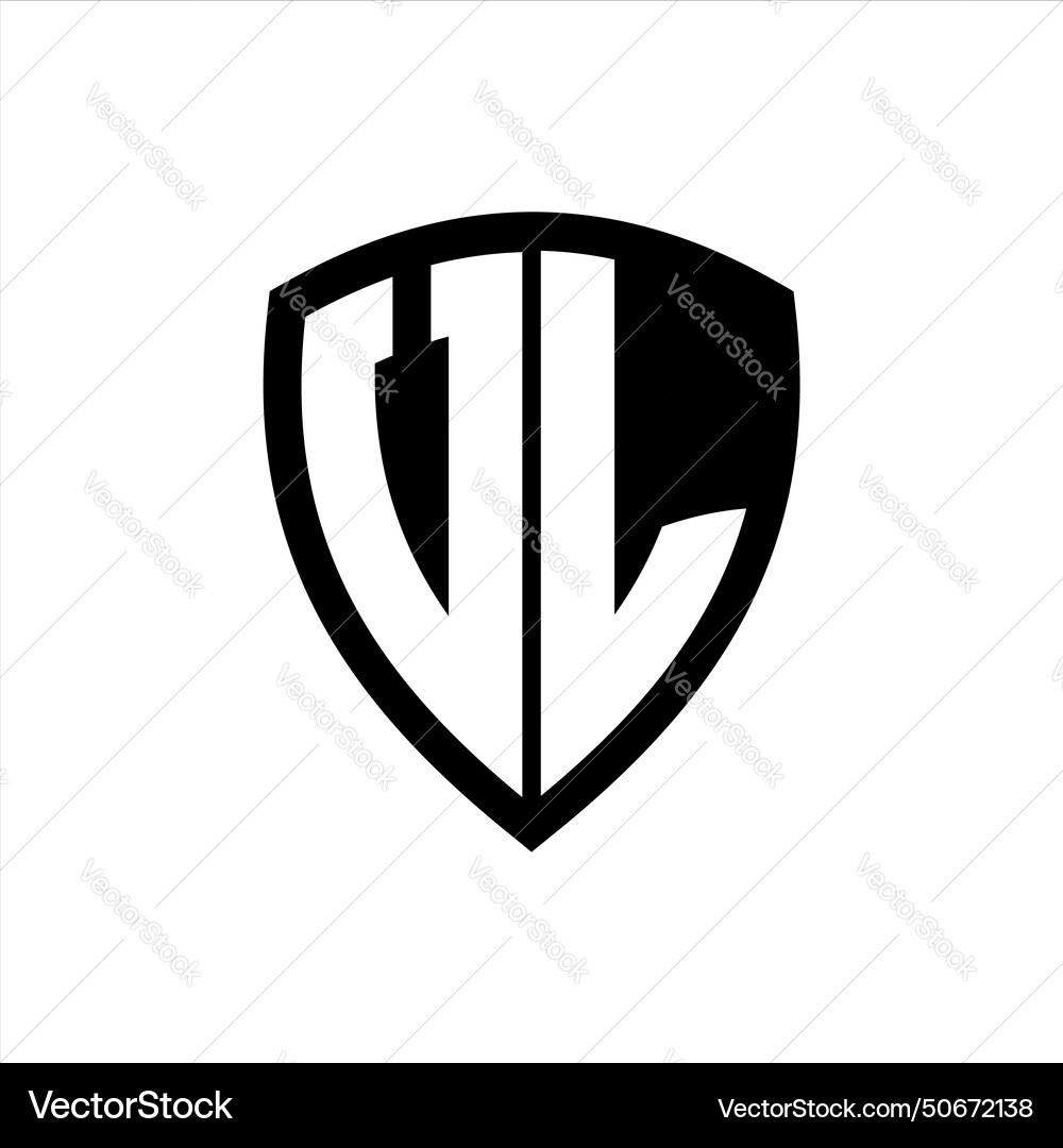 Vl monogram logo with bold letters shield shape Vector Image