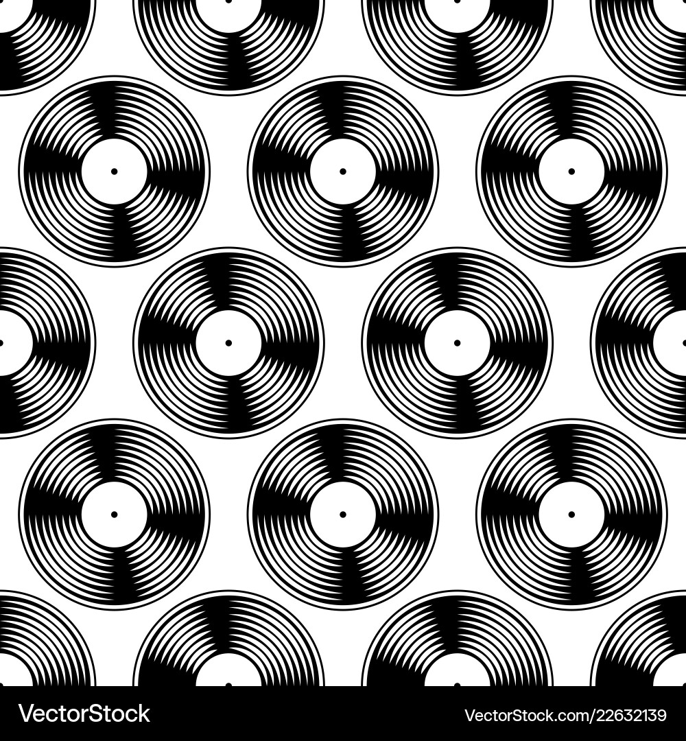 Black and White Vinyl Record Pattern Royalty Free Vector