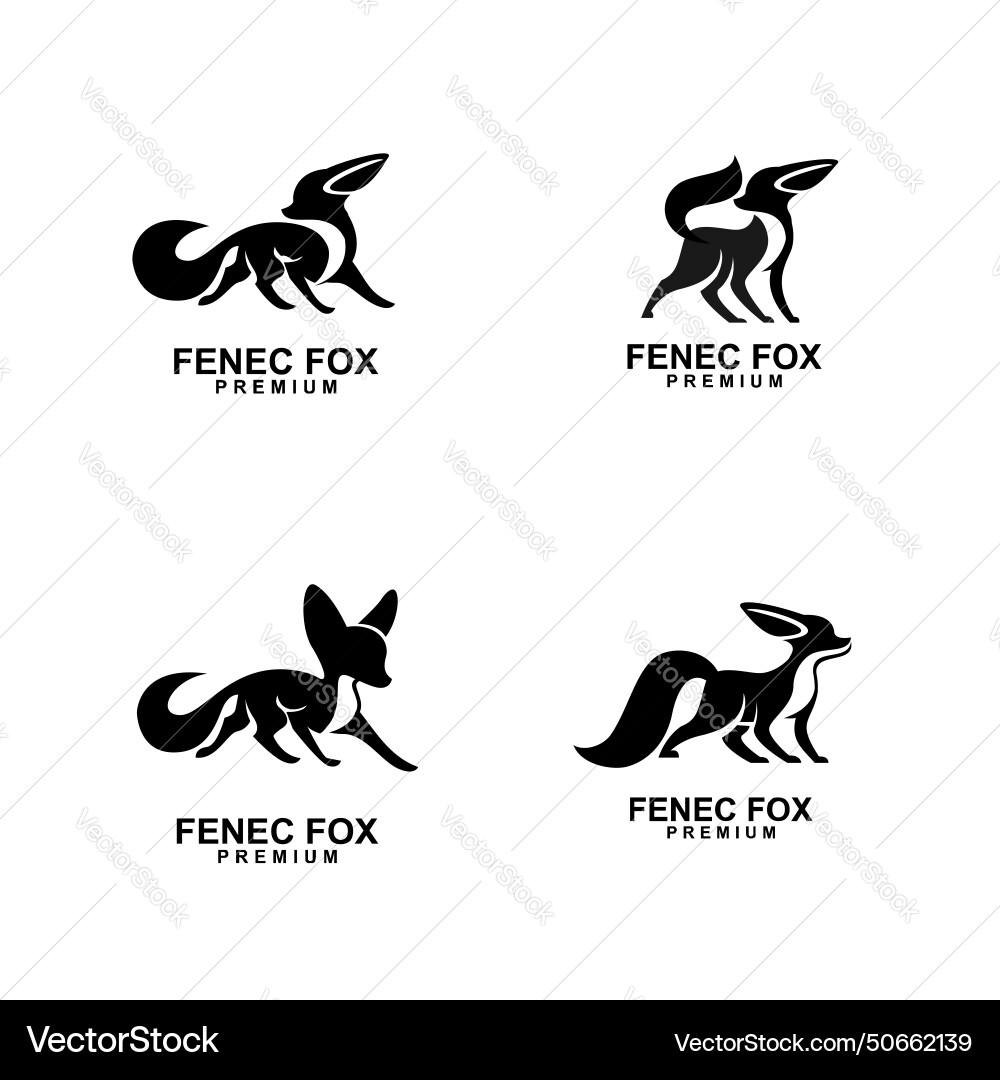 Fennec fox logo icon design negative black white Vector Image