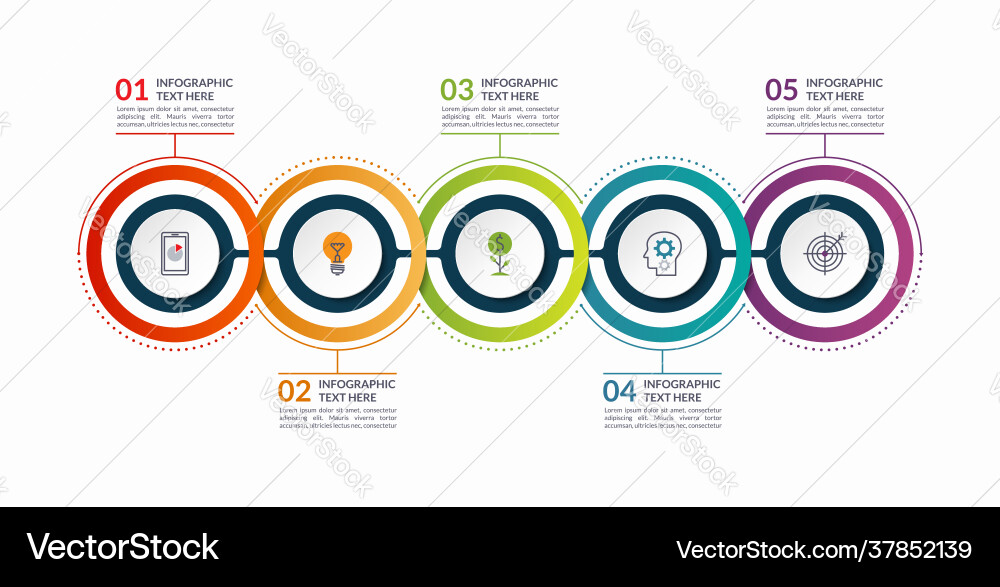 Infographic timeline template with 5 steps Vector Image