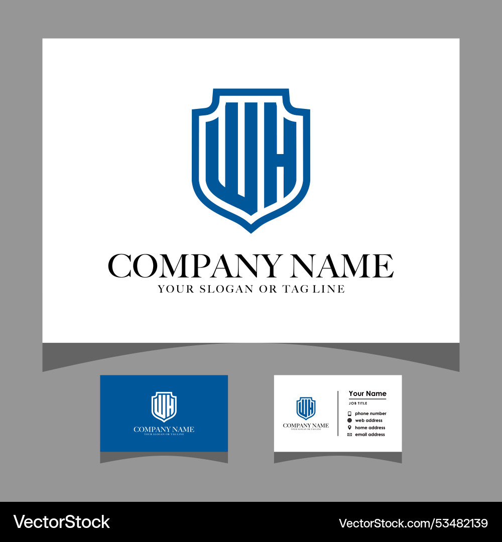 Initials wh shield logo Royalty Free Vector Image
