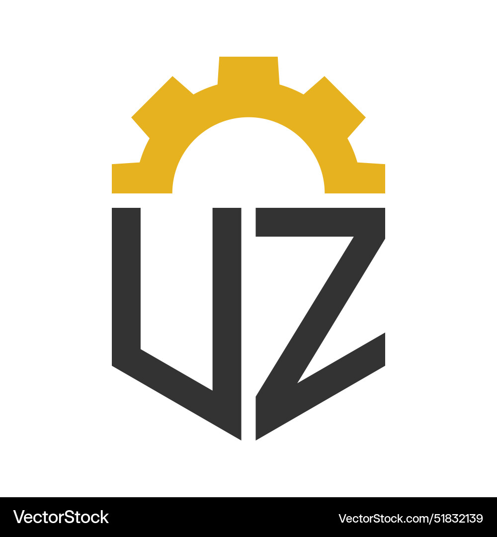 Letter uz gear logo design for service center Vector Image