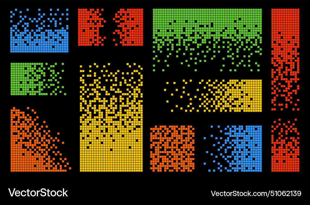 Pixel disintegration color backgrounds decay Vector Image