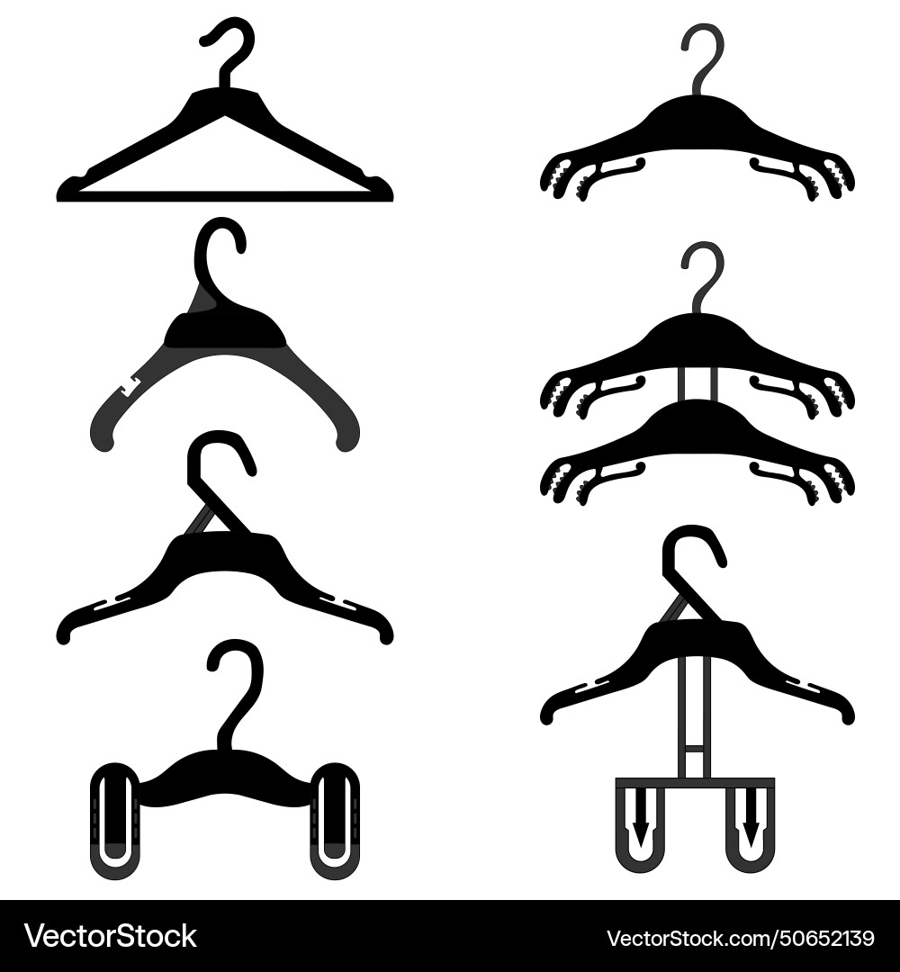 Set of different clothes hangers silhouettes Vector Image
