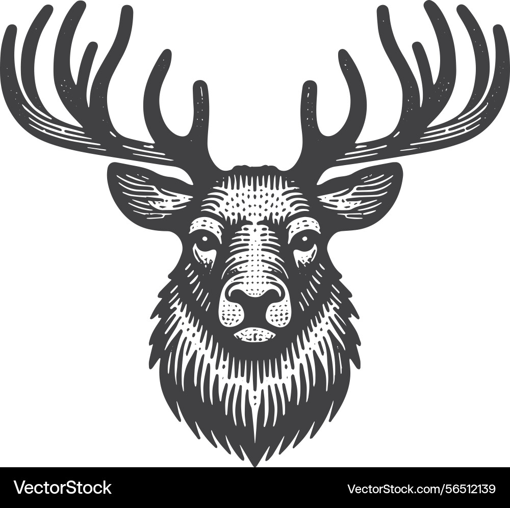 Simple caribou front view icon design vintage Vector Image