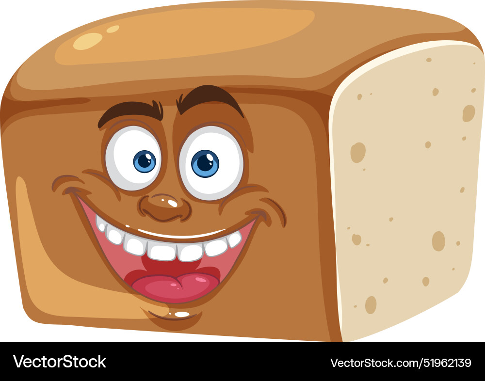 Smiling bread loaf with expressive face Royalty Free Vector
