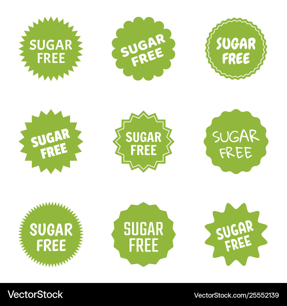 Sugar free icon set natural food without Vector Image