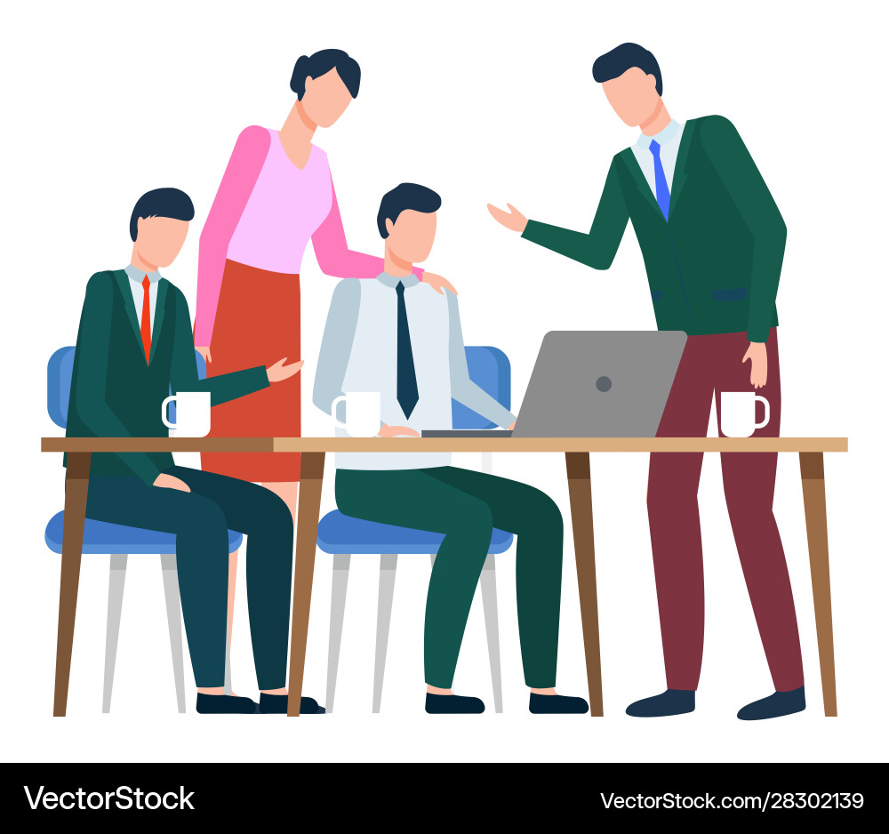 Team employees developing idea on meeting Vector Image
