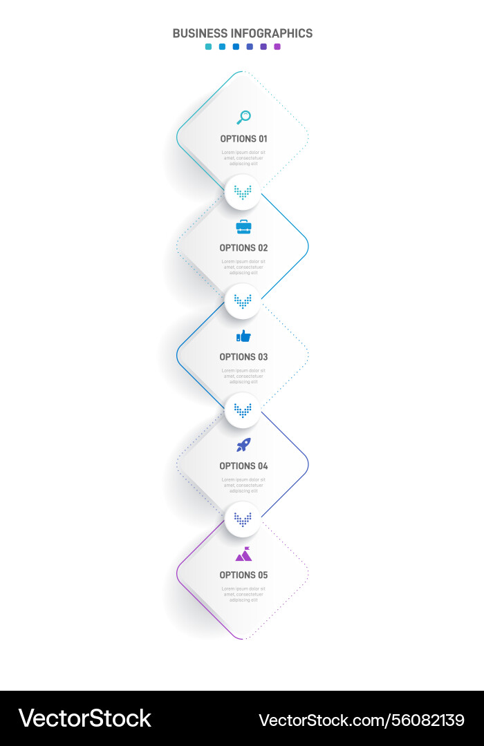 Vertical progress bar featuring 5 arrow-shaped Vector Image
