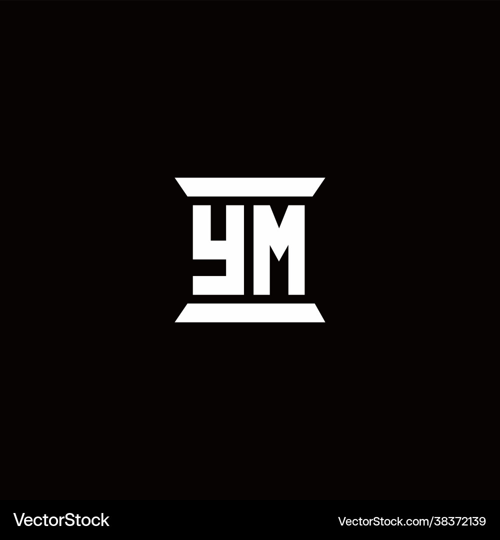 Ym logo monogram with pillar shape designs Vector Image