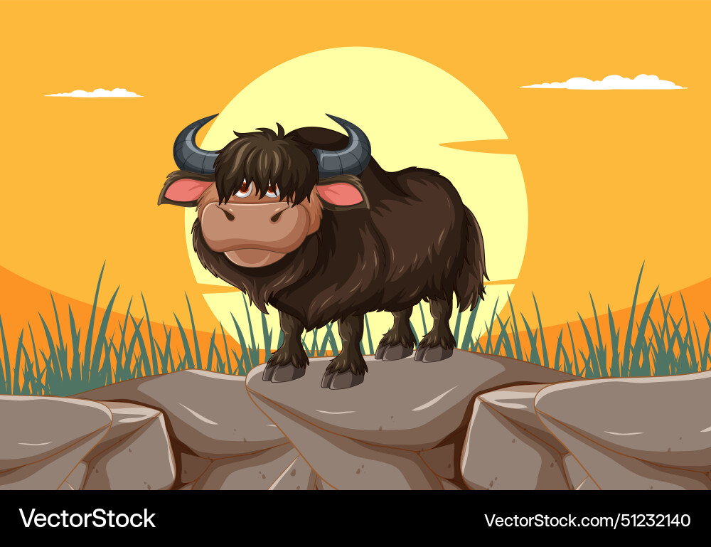 A yak standing on rocky terrain Royalty Free Vector Image