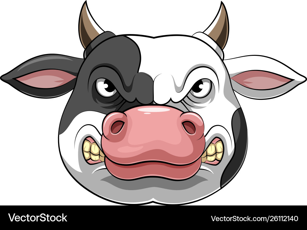 Angry Cow Face Royalty Free Vector Image - VectorStock