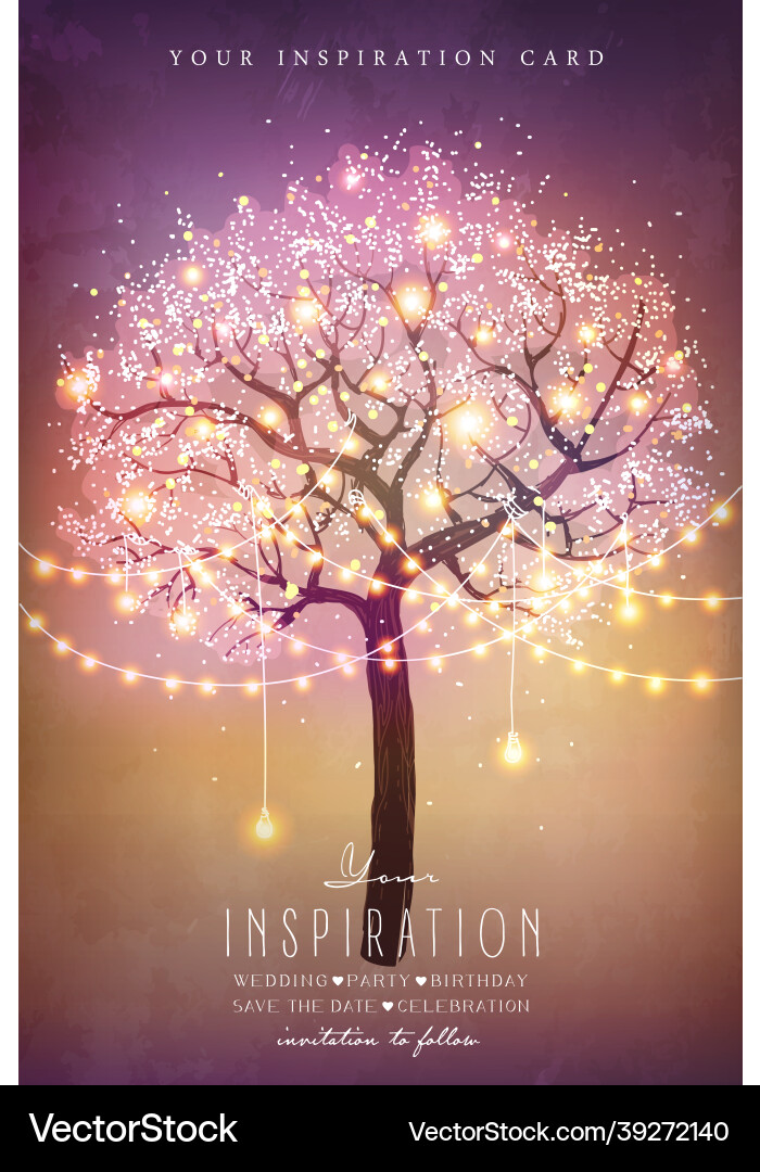 Beautiful magic tree with decorative lights Vector Image