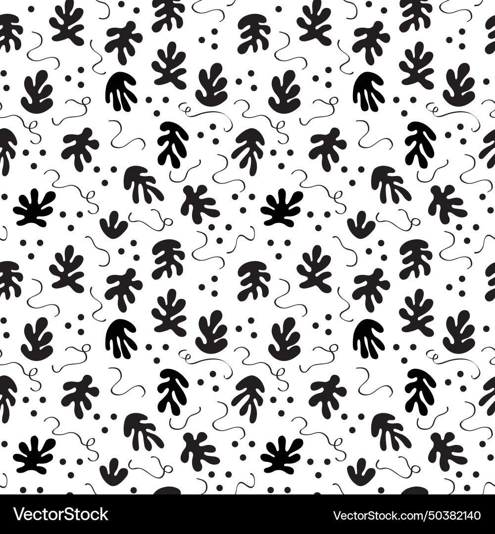 Black abstract modern leaves with dots pattern Vector Image