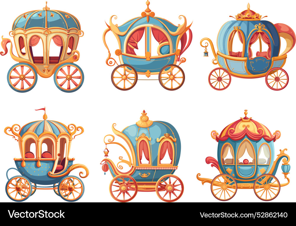 Carriages set vintage royal carriage old Vector Image