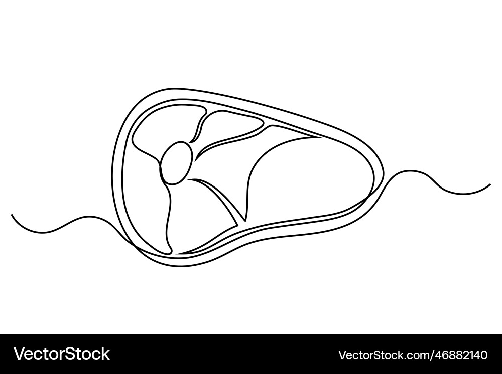 Continuous line drawing bbq steak Royalty Free Vector Image