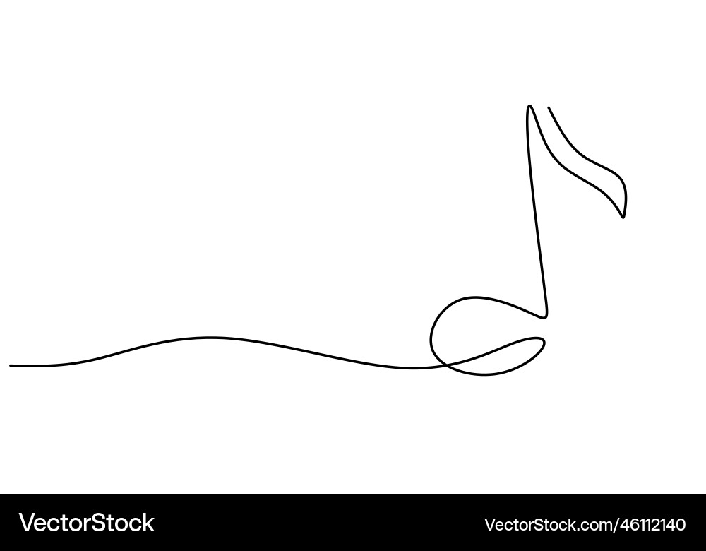 Continuous one single line of music notes symbol Vector Image
