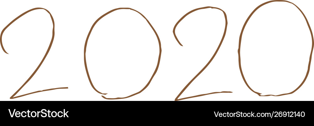 Handwritten colorful 2020 character Royalty Free Vector