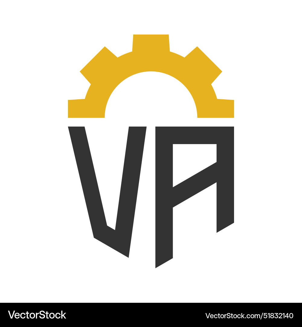 Letter va gear logo design for service center Vector Image