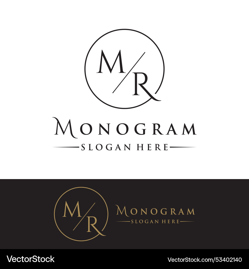 Luxury mr rm m r letter logo with an elegant Vector Image