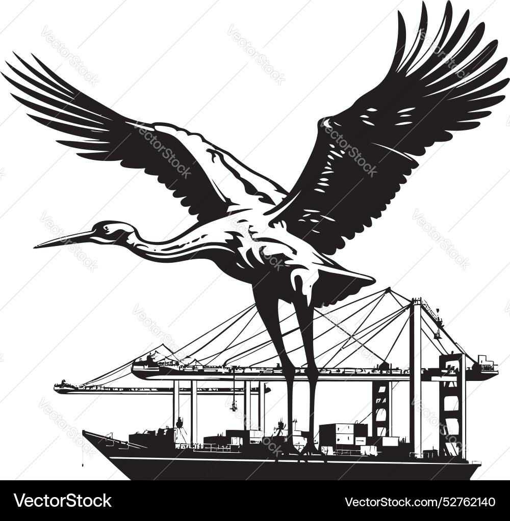 Maritime movement industrial cargo ship loading Vector Image