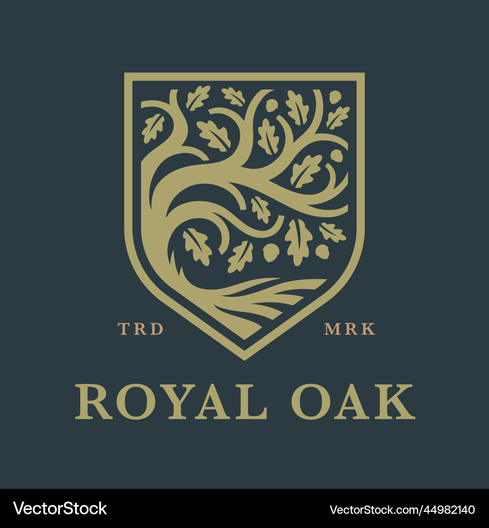Oak tree shield logo Royalty Free Vector Image