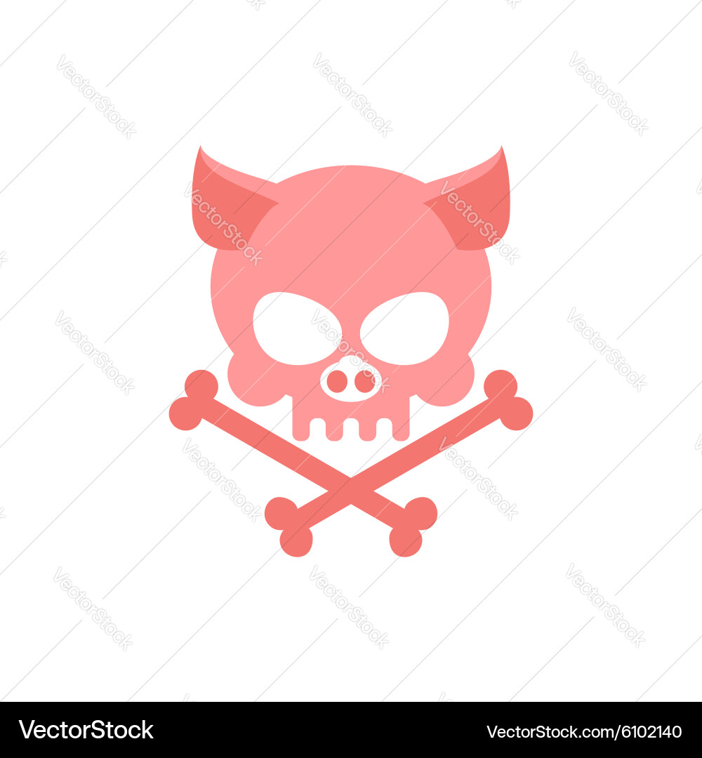 Pig Skull with Bones - Halloween Logo Royalty Free Vector