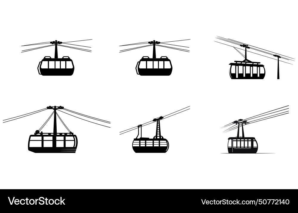 Silhouette of two air cable cabins Royalty Free Vector Image