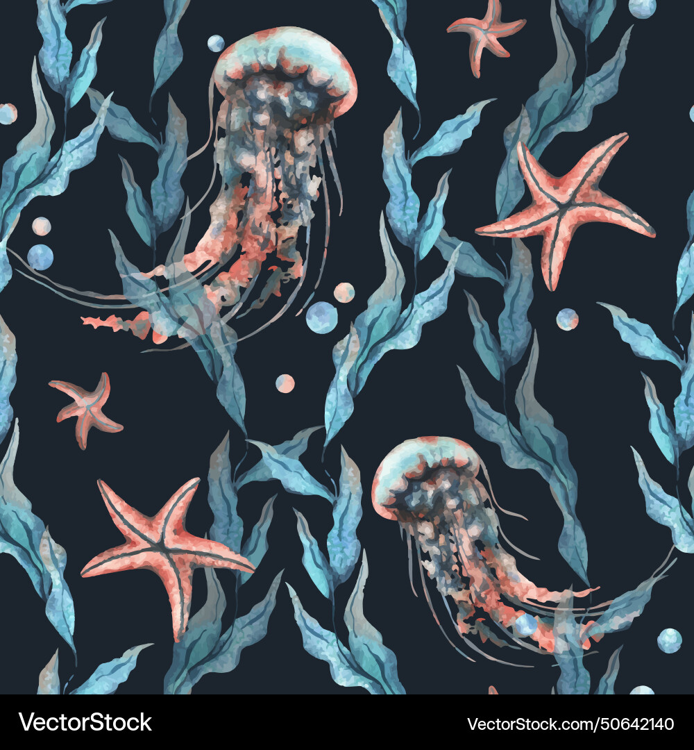 Underwater world clipart with sea animals Vector Image