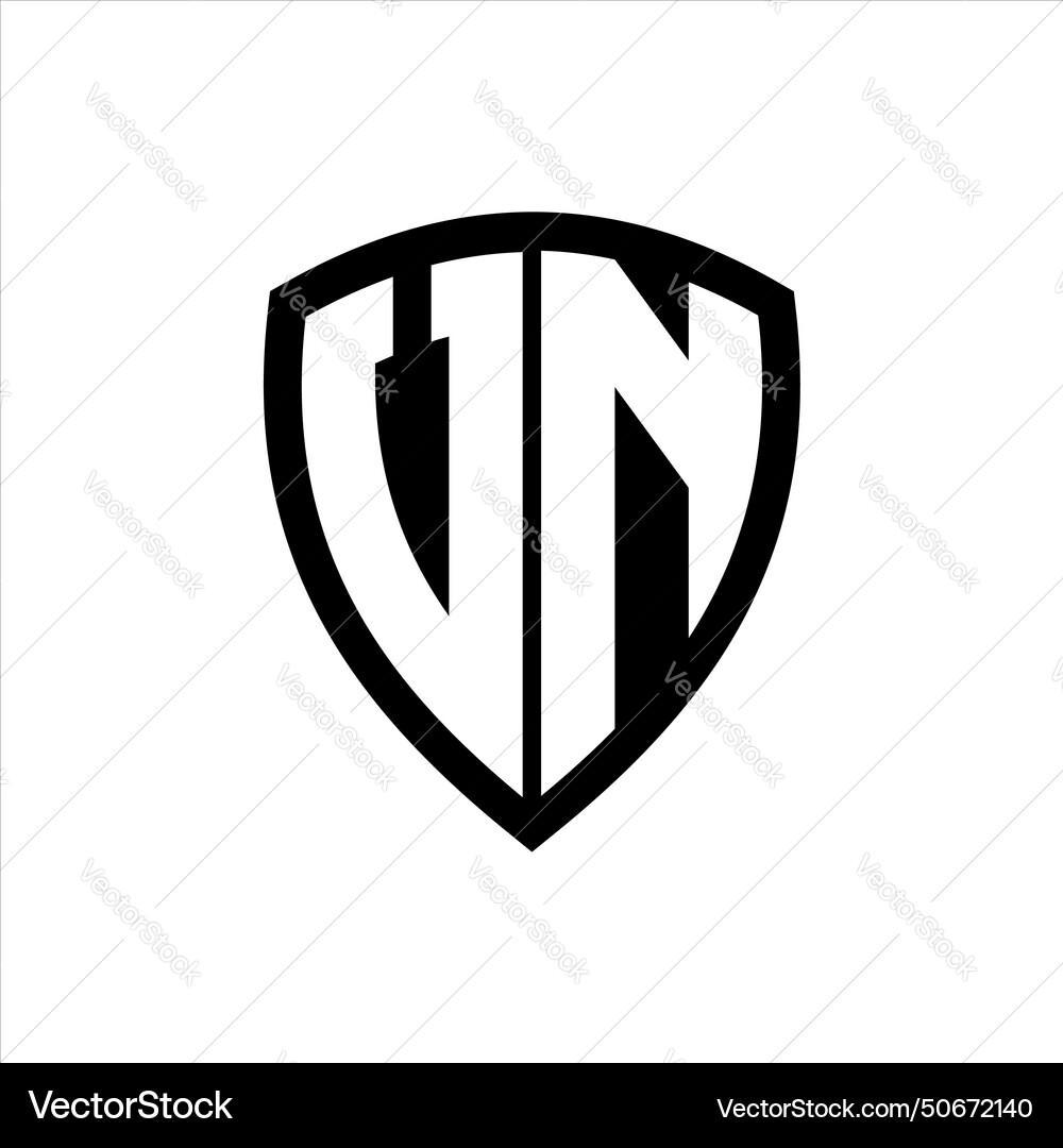 Vn monogram logo with bold letters shield shape Vector Image