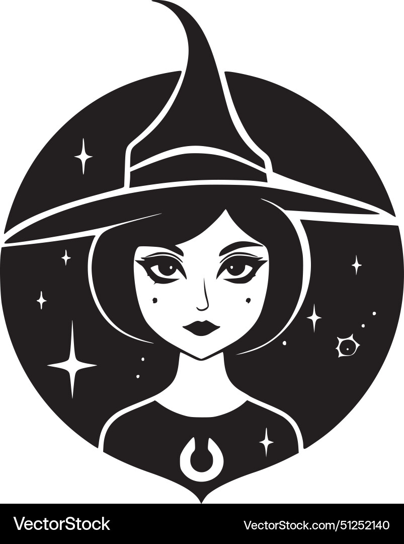 Witch - minimalist and flat logo Royalty Free Vector Image