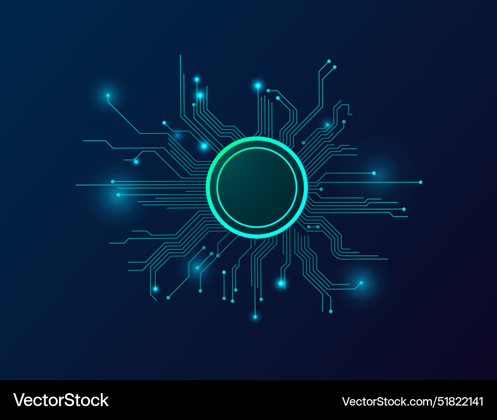 Ai abstract circuit electrical round green Vector Image