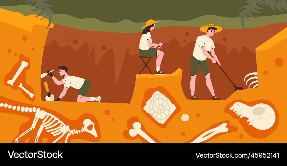 Archeology digging out composition Royalty Free Vector Image