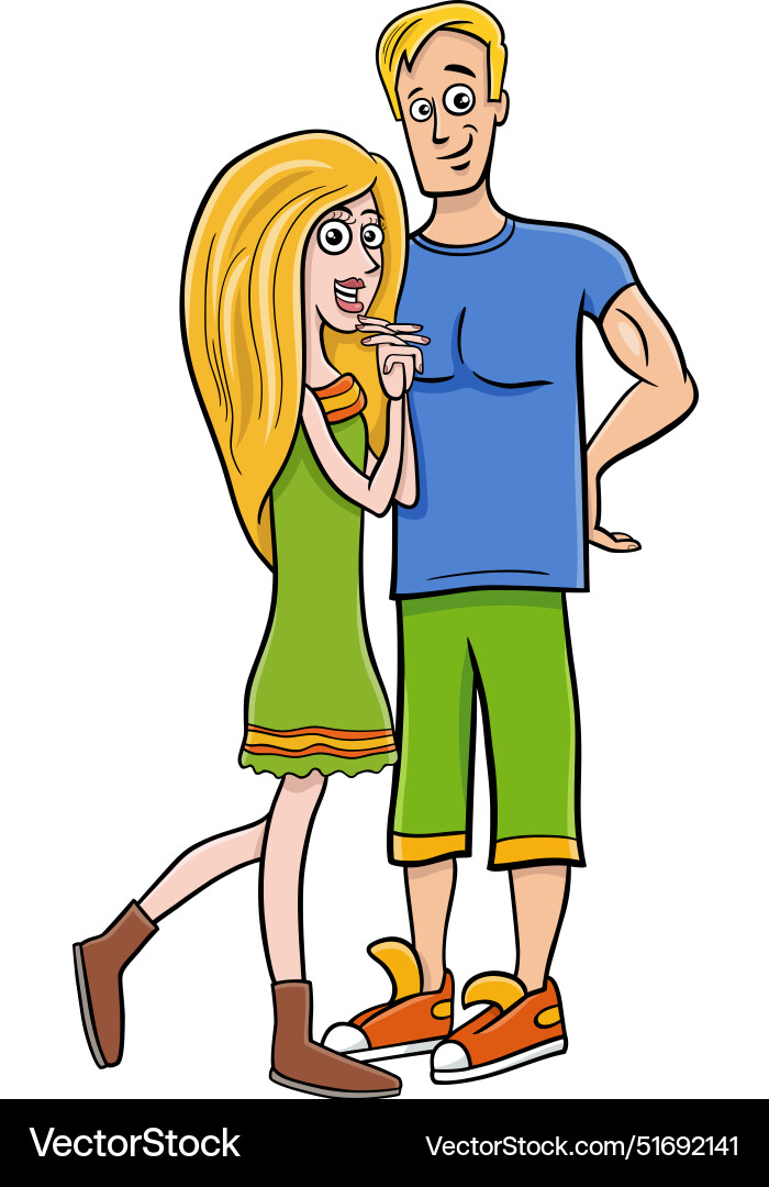 Cartoon couple in love comic characters Royalty Free Vector