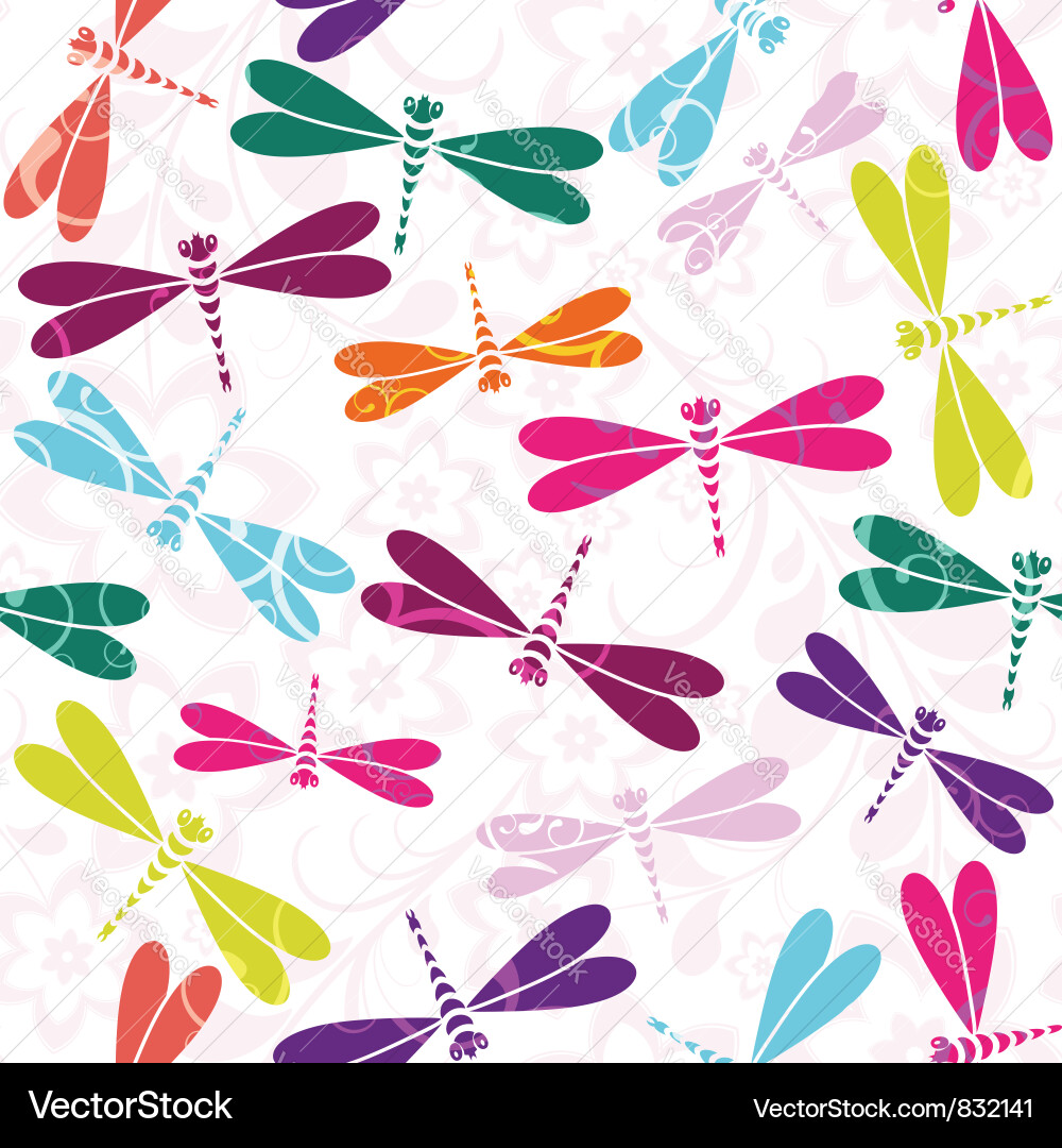 Colorful Dragonfly Seamless Pattern Royalty Free Vector